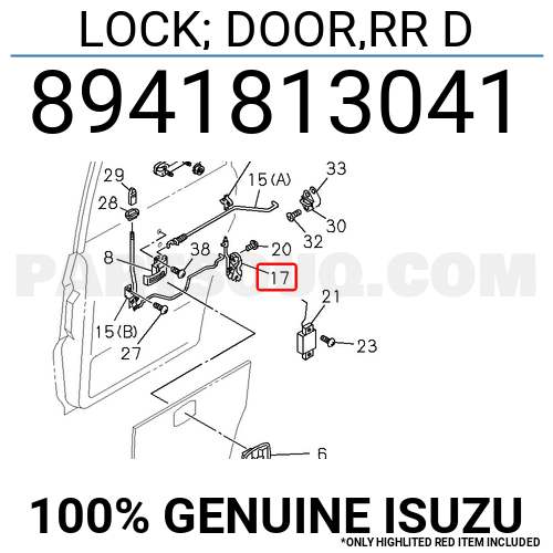 LOCK; DOOR,RR D 8941813041 | Isuzu Parts | PartSouq