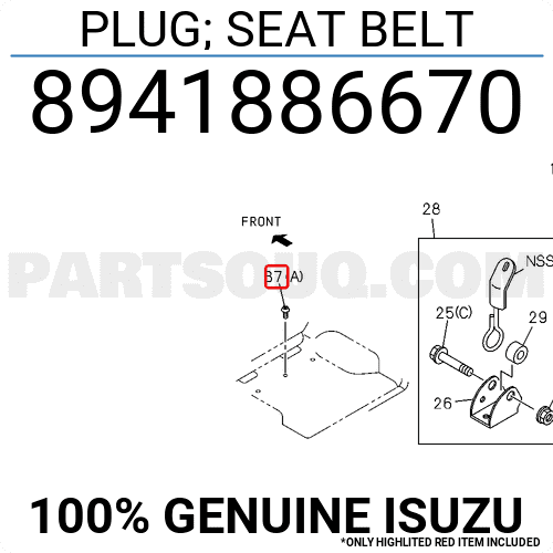 PLUG; SEAT BELT 8941886670 | Isuzu Parts | PartSouq