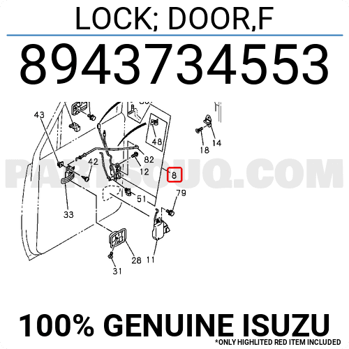 LOCK; DOOR,F 8943734553 | Isuzu Parts | PartSouq
