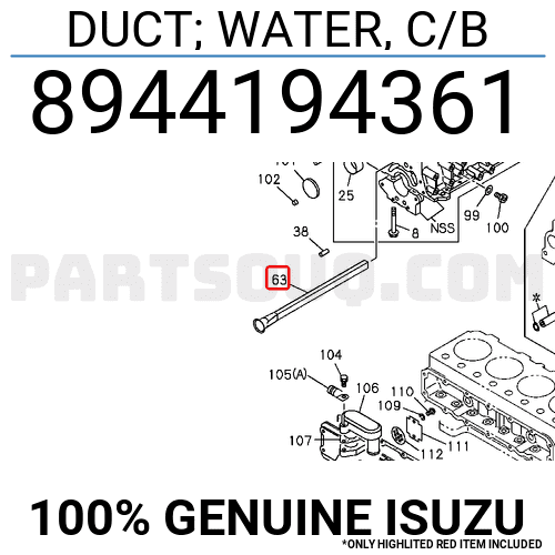DUCT; WATER, C/B 8944194361 | Isuzu Parts | PartSouq