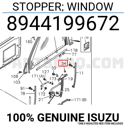 STOPPER; WINDOW 8944199672 | Isuzu Parts | PartSouq