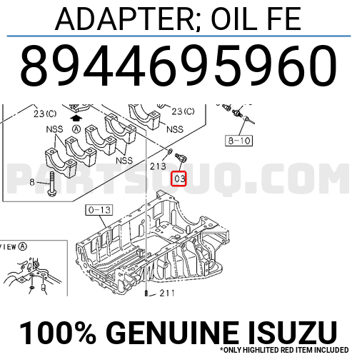 ADAPTER; OIL FE 8944695960 | Isuzu Parts | PartSouq