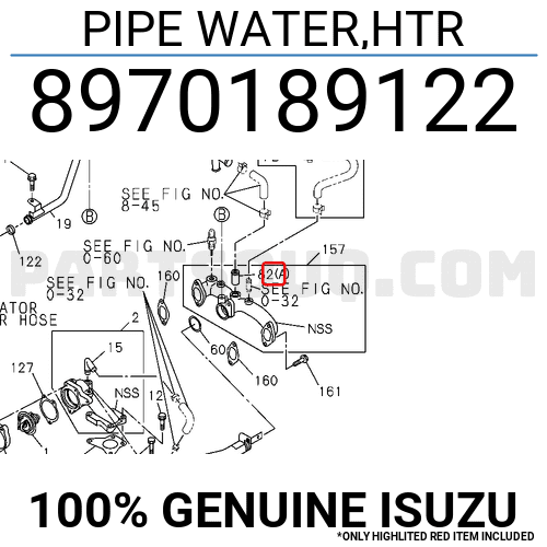 PIPE WATER,HTR 8970189122 | Isuzu Parts | PartSouq