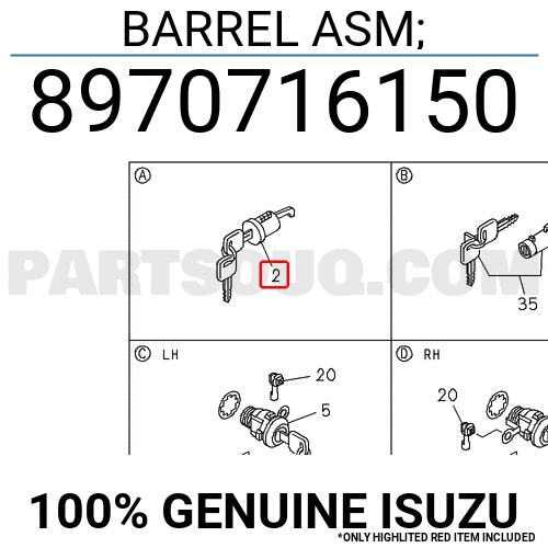 BARREL ASM; 8970716150 | Isuzu Parts | PartSouq