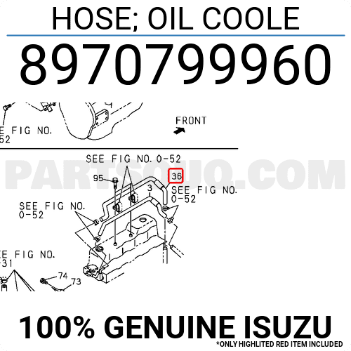 HOSE; OIL COOLE 8970799960 | Isuzu Parts | PartSouq