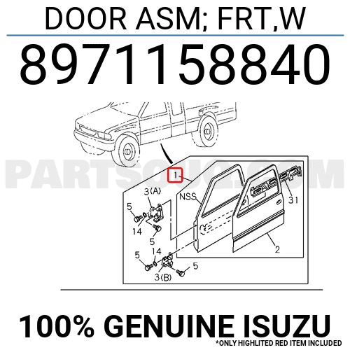 DOOR ASM; FRT,W 8971158840 | Isuzu Parts | PartSouq