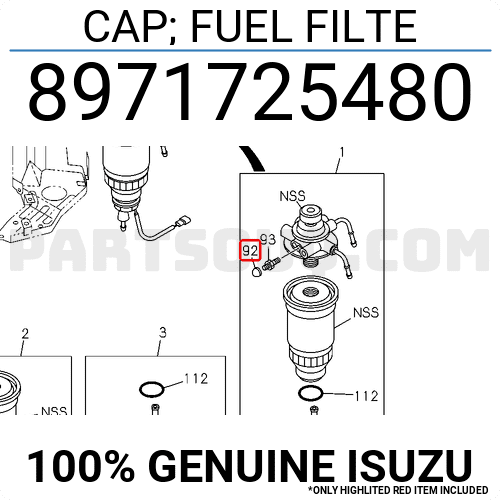 Cap; Fuel Filte 8971725480 | Isuzu Parts | PartSouq