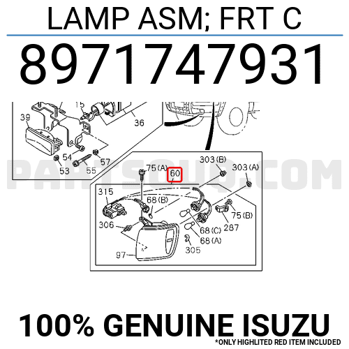 LAMP ASM; FRT C 8971747931 | Isuzu Parts | PartSouq