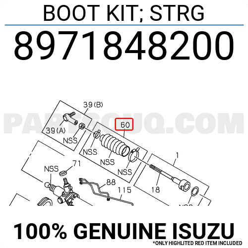 BOOT KIT; STRG 8971848200 | Isuzu Parts | PartSouq