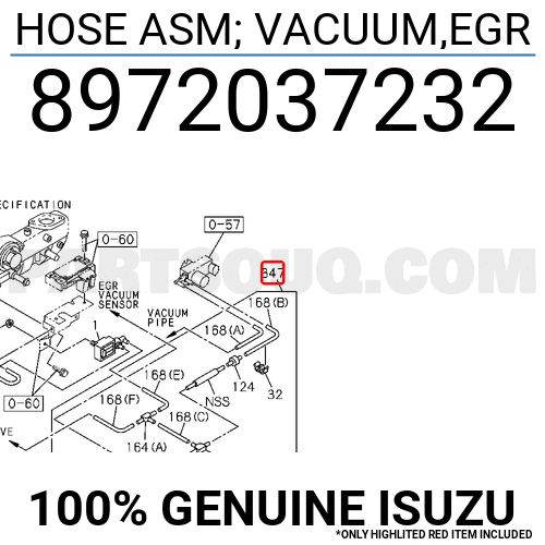HOSE ASM; VACUUM,EGR 8972037232 | Isuzu Parts | PartSouq