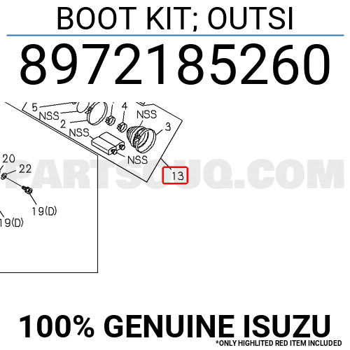 BOOT KIT; OUTSI 8972185260 | Isuzu Parts | PartSouq