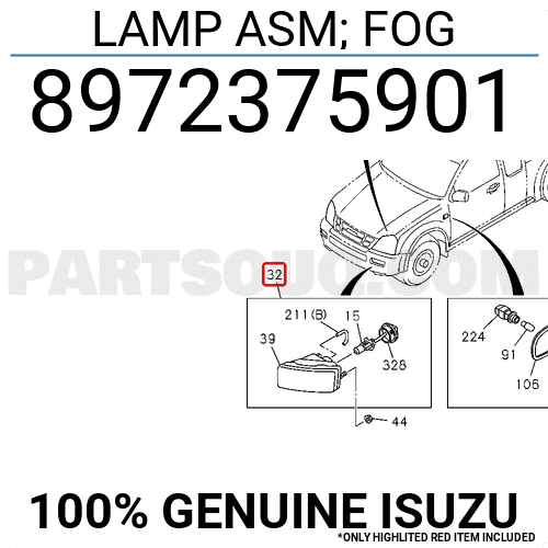 LAMP ASM; FOG 8972375901 | Isuzu Parts | PartSouq