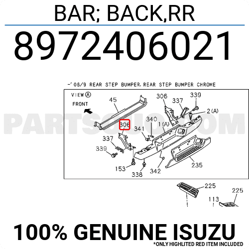 BAR; BACK,RR 8972406021 | Isuzu Parts | PartSouq