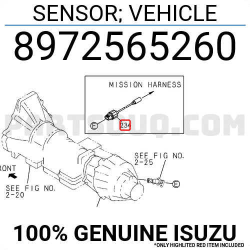 SENSOR; VEHICLE 8972565260 | Isuzu Parts | PartSouq