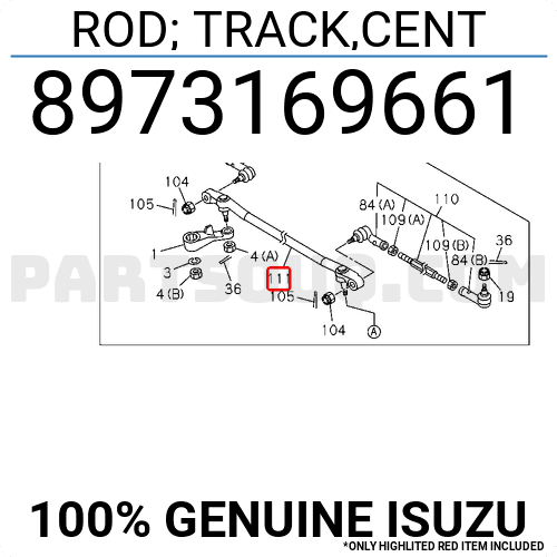 ROD; TRACK,CENT 8973169661 | Isuzu Parts | PartSouq