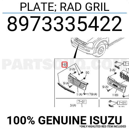 PLATE; RAD GRIL 8973335422 | Isuzu Parts | PartSouq
