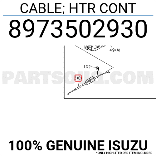 CABLE; HTR CONT 8973502930 | Isuzu Parts | PartSouq