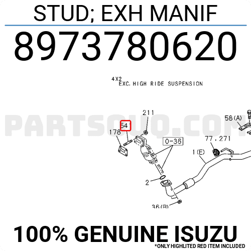 STUD; EXH MANIF 8973780620 | Isuzu Parts | PartSouq