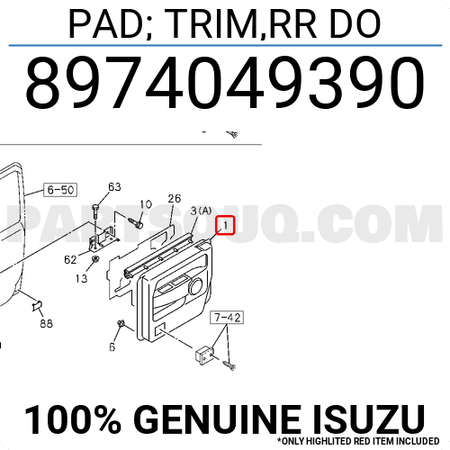 PAD; TRIM,RR DO 8974049390 | Isuzu Parts | PartSouq
