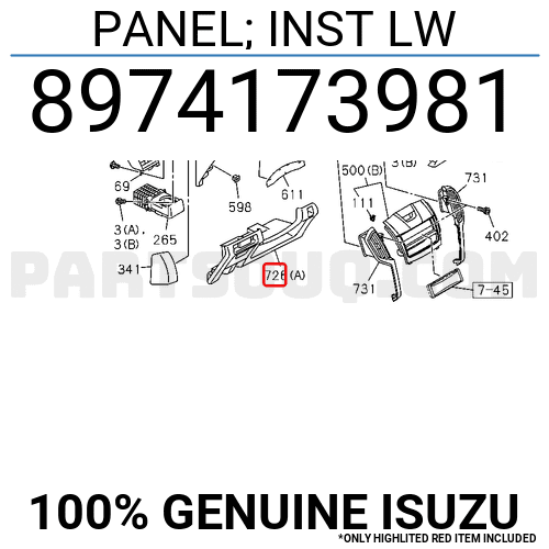 PANEL; INST LW 8974173981 | Isuzu Parts | PartSouq