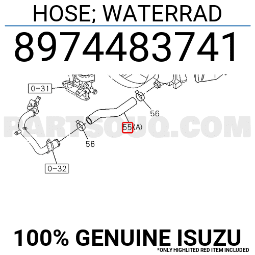 HOSE; WATERRAD 8974483741 | Isuzu Parts | PartSouq