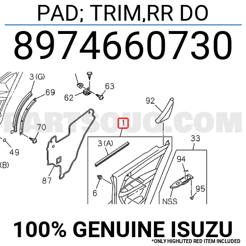 PAD; TRIM,RR DO 8974660730 | Isuzu Parts | PartSouq