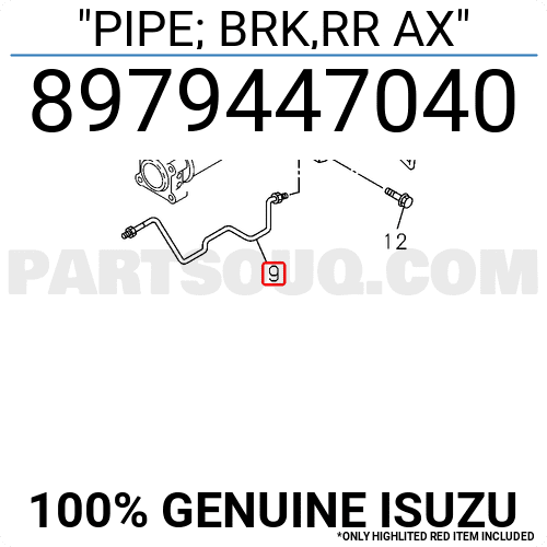 PIPE; BRK,RR AX 8979447040 | Isuzu Parts | PartSouq