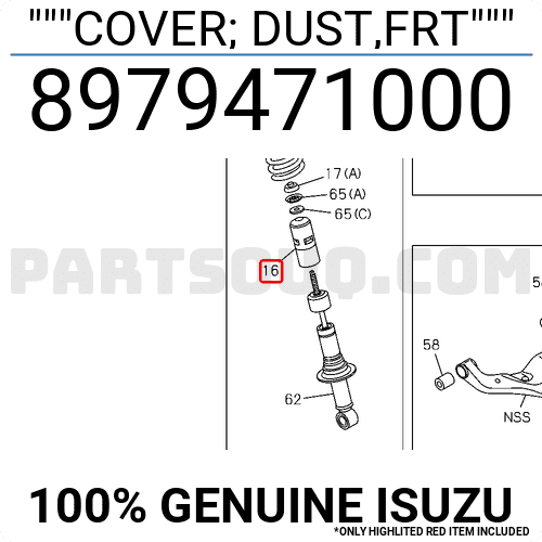 COVER; DUST,FRT 8979471000 | Isuzu Parts | PartSouq