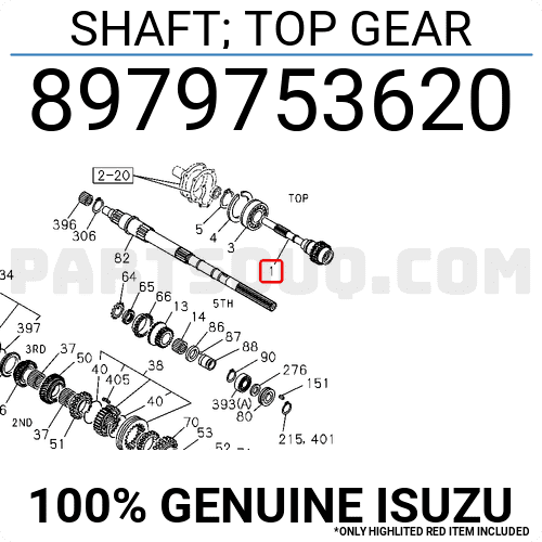 SHAFT; TOP GEAR 8979753620 | Isuzu Parts | PartSouq