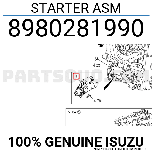 STARTER ASM 8980281990 | Isuzu Parts | PartSouq