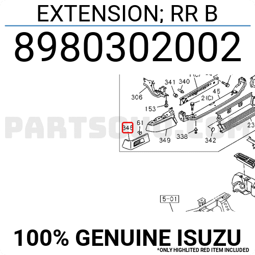EXTENSION; RR B 8980302002 | Isuzu Parts | PartSouq