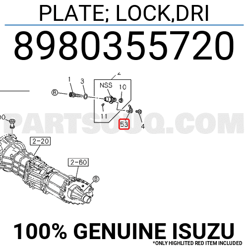 PLATE; LOCK,DRI 8980355720 | Isuzu Parts | PartSouq