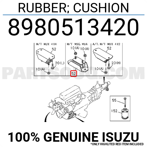 RUBBER; CUSHION 8980513420 | Isuzu Parts | PartSouq