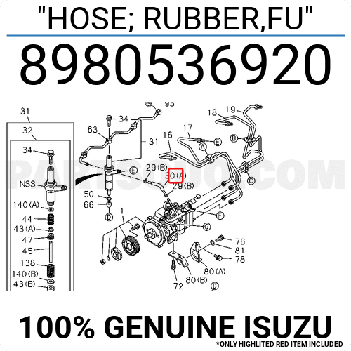HOSE; RUBBER,FU 8980536920 | Isuzu Parts | PartSouq