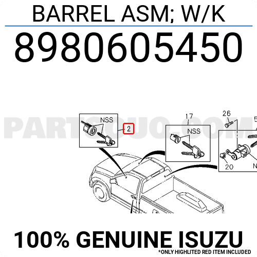 Barrel Asm; W/K 8980605450 | Isuzu Parts | PartSouq