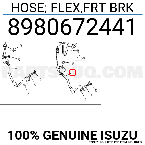 Hose; Flex,Frt Brk 8980672441 | Isuzu Parts | PartSouq
