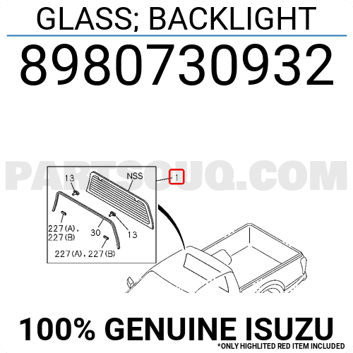 Glass; Backlight 8980730932 | Isuzu Parts | PartSouq