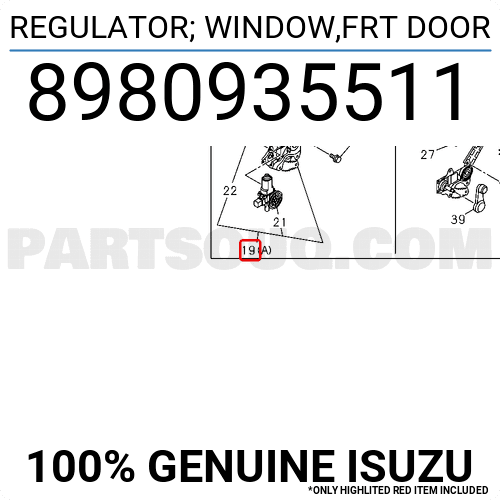 Regulator; Window,Frt Door 8980935511 | Isuzu Parts | PartSouq