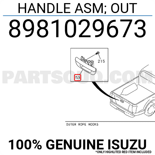HANDLE ASM; OUT 8981029673 | Isuzu Parts | PartSouq