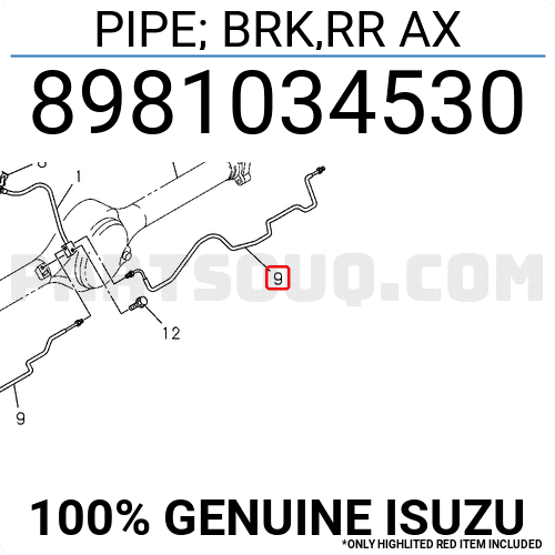 PIPE; BRK,RR AX 8981034530 | Isuzu Parts | PartSouq