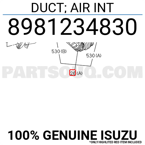 DUCT; AIR INT 8981234830 | Isuzu Parts | PartSouq