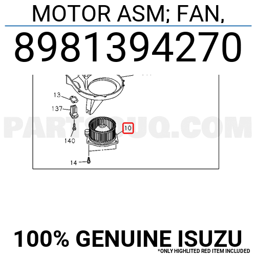 MOTOR ASM; FAN 8981394270 | Isuzu Parts | PartSouq