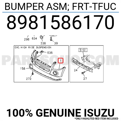 BUMPER ASM; FRT-TFUC 8981586170 | Isuzu Parts | PartSouq