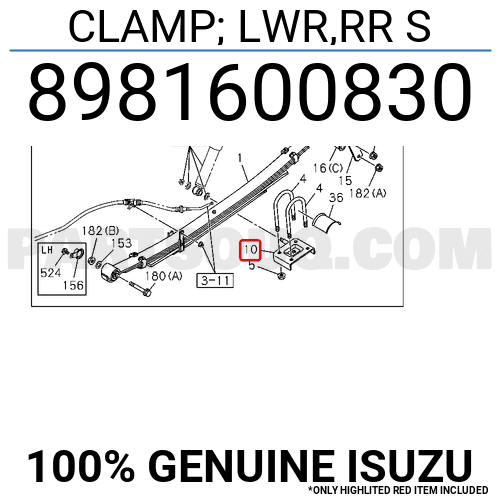 CLAMP; LWR,RR S 8981600830 | Isuzu Parts | PartSouq