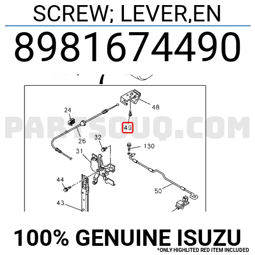 SCREW; LEVER,EN 8981674490 | Isuzu Parts | PartSouq