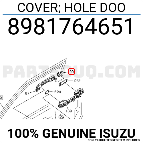 COVER; HOLE DOO 8981764651 | Isuzu Parts | PartSouq
