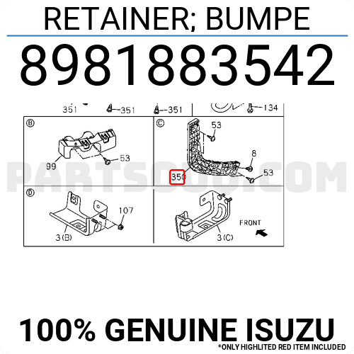 RETAINER; BUMPE 8981883542 | Isuzu Parts | PartSouq
