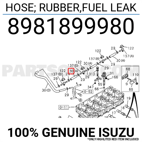 HOSE; RUBBER,FUEL LEAK 8981899980 | Isuzu Parts | PartSouq