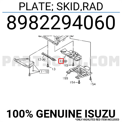 PLATE; SKID,RAD 8982294060 | Isuzu Parts | PartSouq