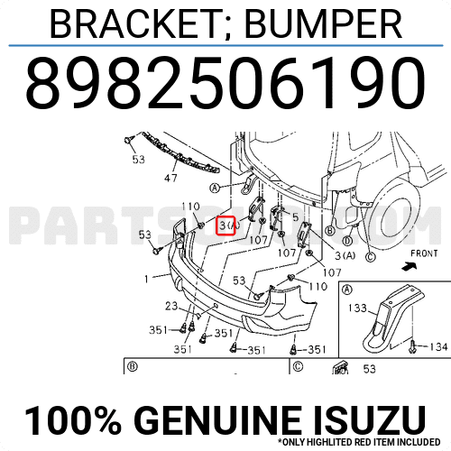 BRACKET; BUMPER 8982506190 | Isuzu Parts | PartSouq